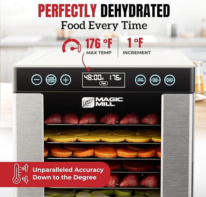 Magic Mill Pro Food Dehydrator Machine | 10 Stainless Steel Trays | Dr ...