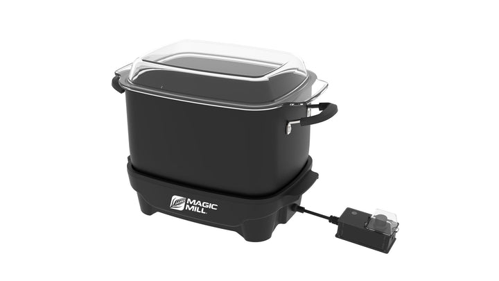 MAGIC MILL 12 QT black SLOW COOKER WITH FLAT GLASS COVER AND COOL TOUC ...