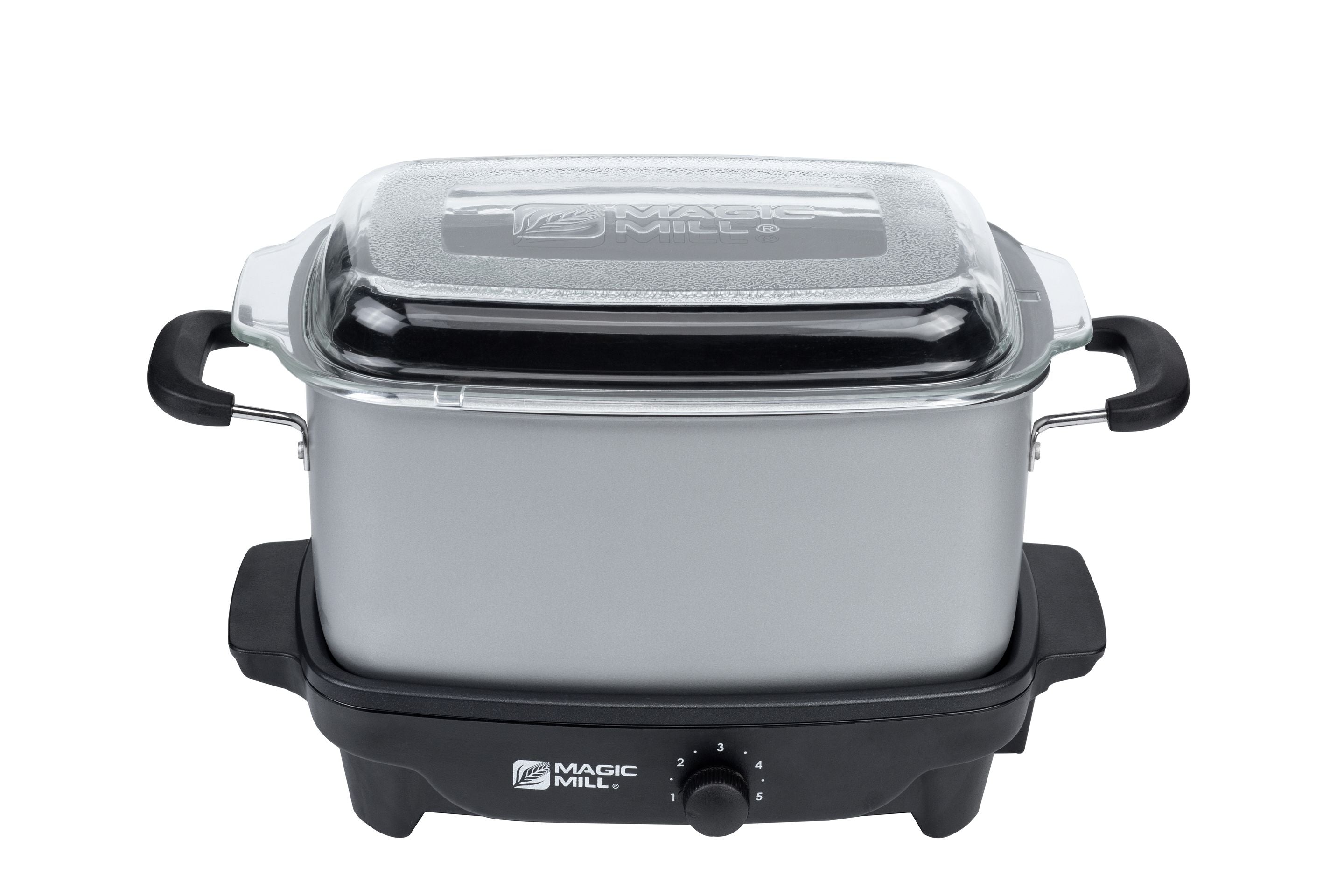 MAGIC MILL 5 QT GRAY SLOW COOKER WITH FLAT GLASS COVER AND COOL TOUCH ...