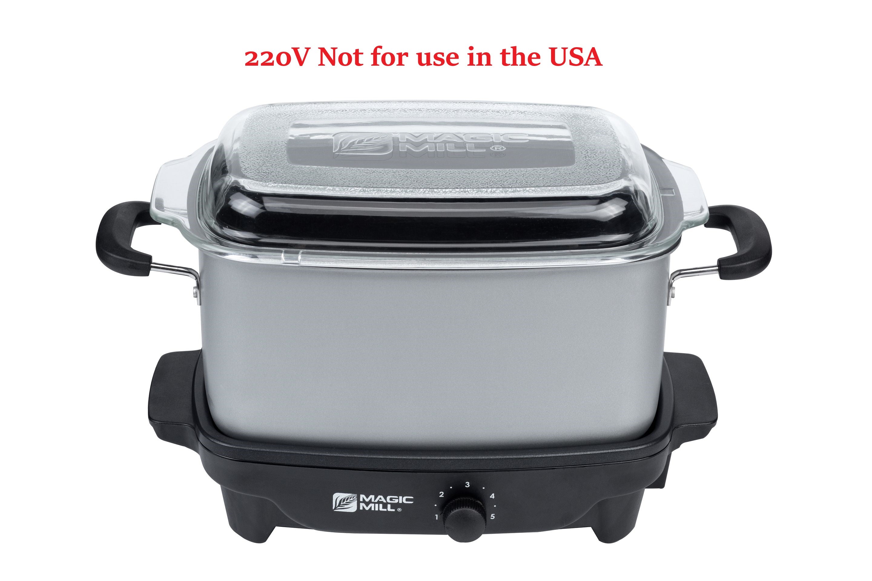 MAGIC MILL 6 QT 220V GRAY SLOW COOKER WITH FLAT GLASS COVER AND COOL T ...